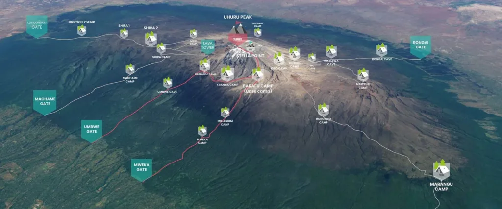 Detailed Mount Kilimanjaro Map: Routes, Camps & Guides